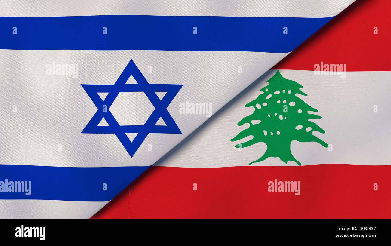Two states flags of Israel and Lebanon. High quality business ...