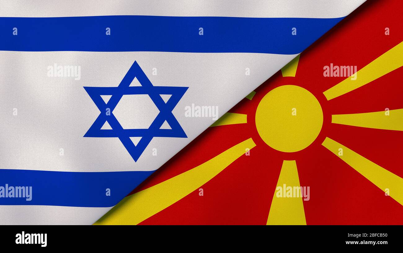 Two states flags of Israel and Macedonia. High quality business ...