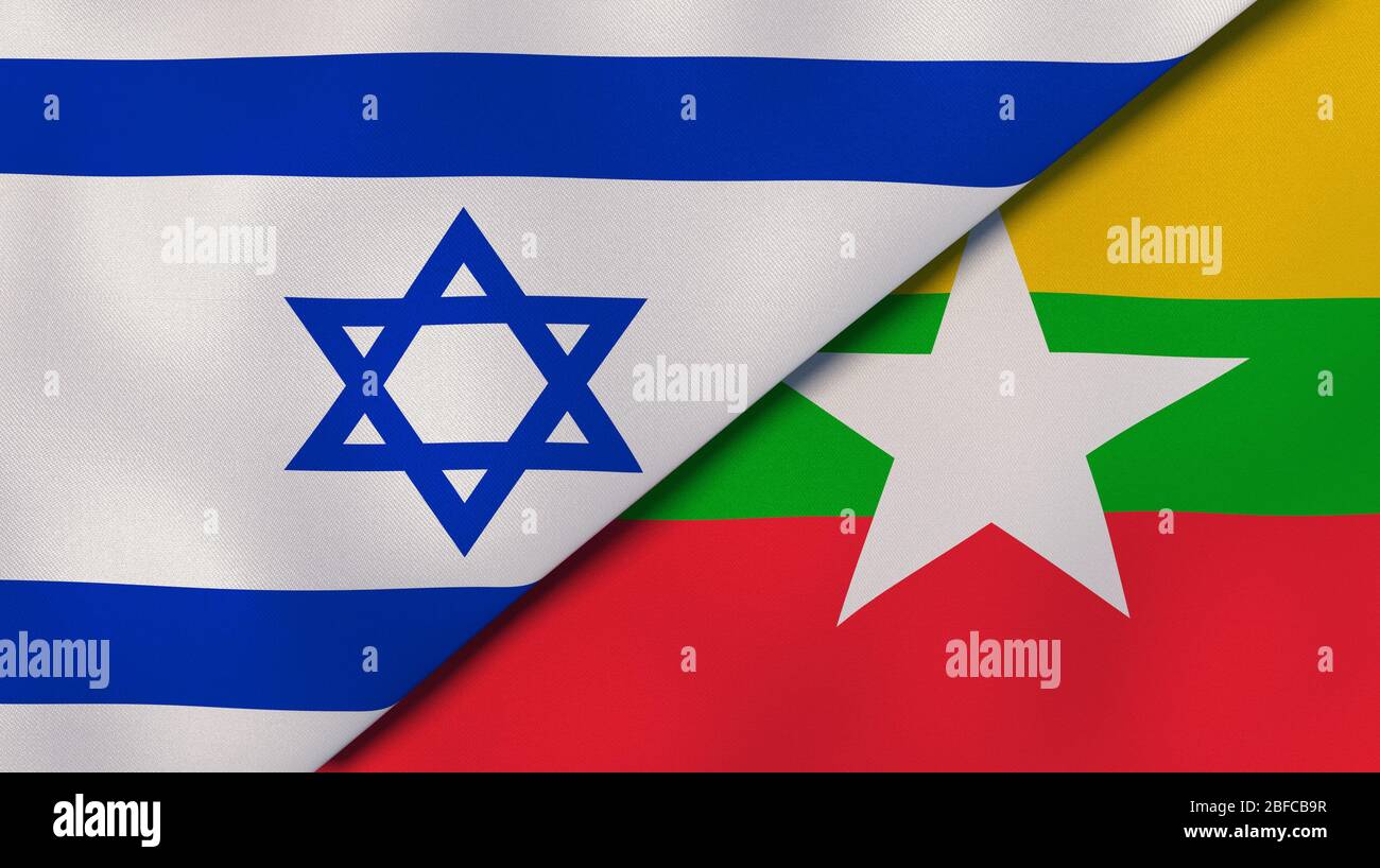 Two states flags of Israel and Myanmar. High quality business ...