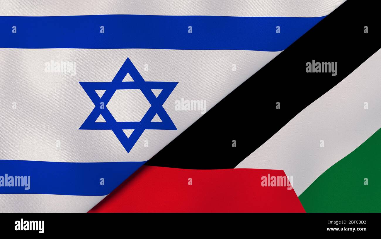 Two states flags of Israel and Palestine. High quality business ...