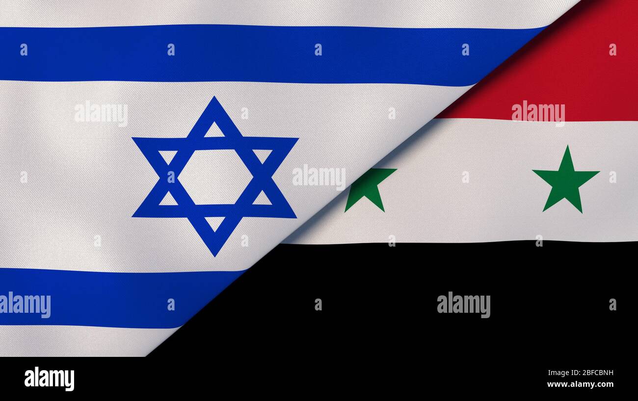 Two states flags of Israel and Syria. High quality business background ...
