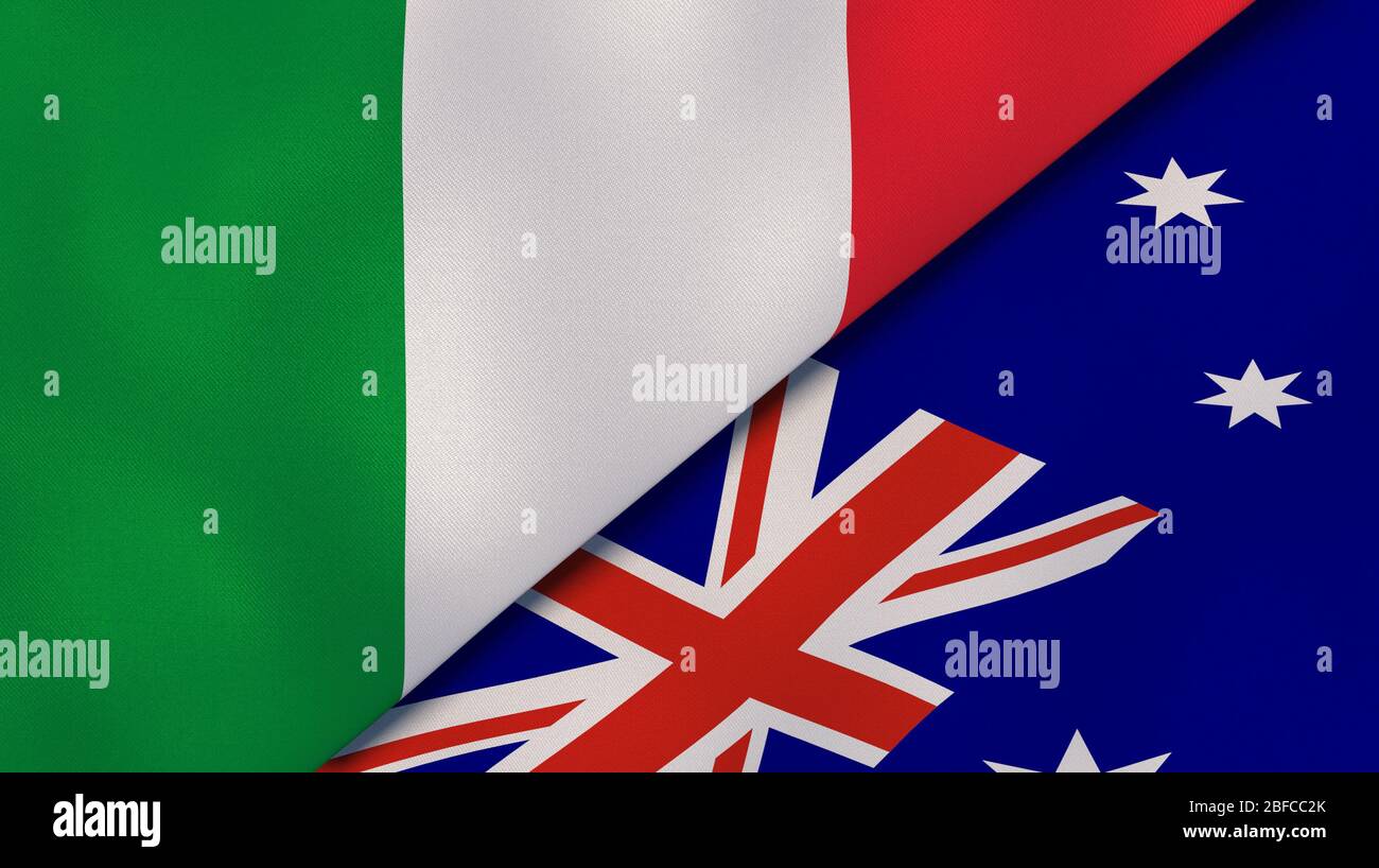 Two states flags of Italy and Australia. High quality business ...