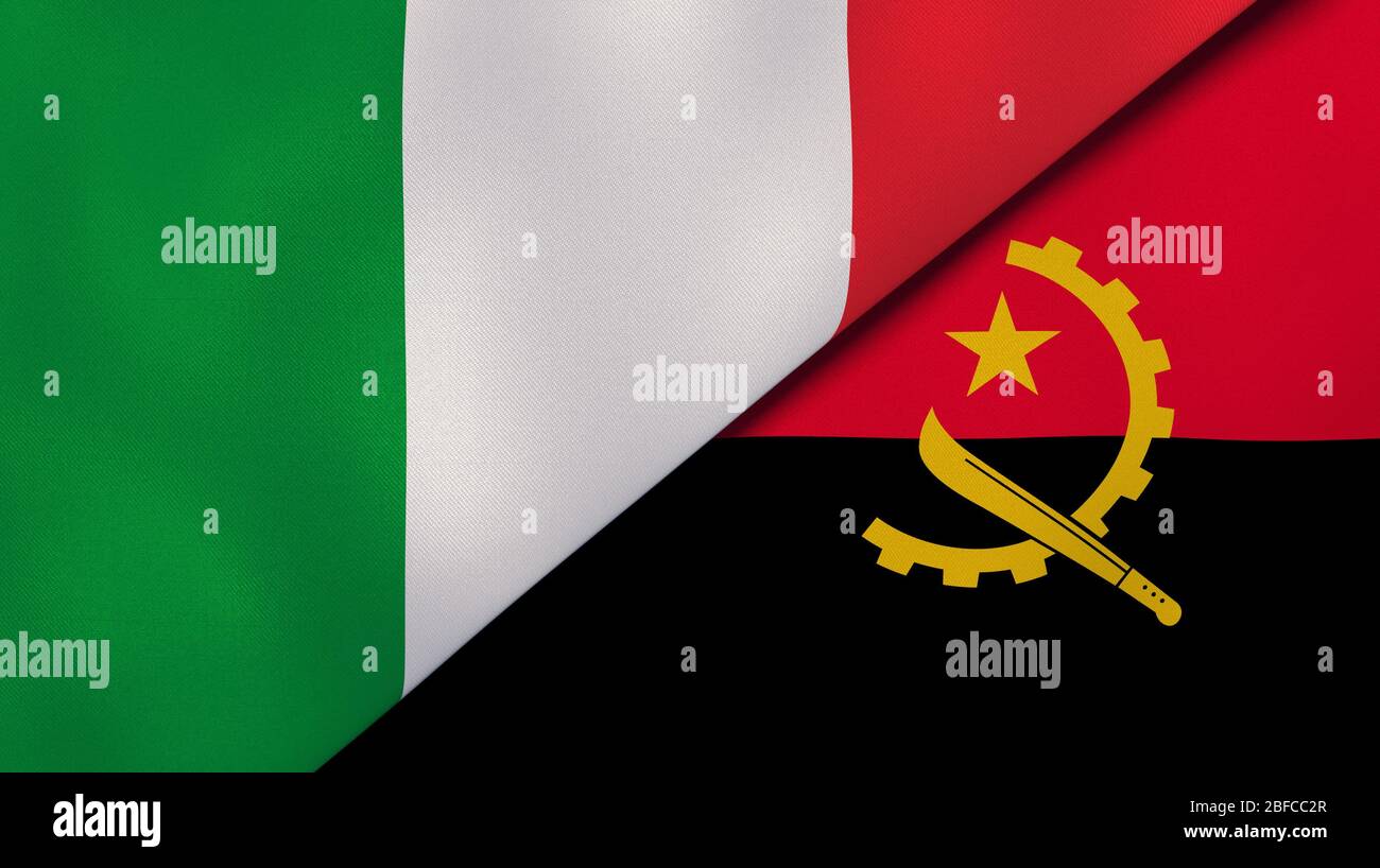 Two states flags of Italy and Angola. High quality business background ...
