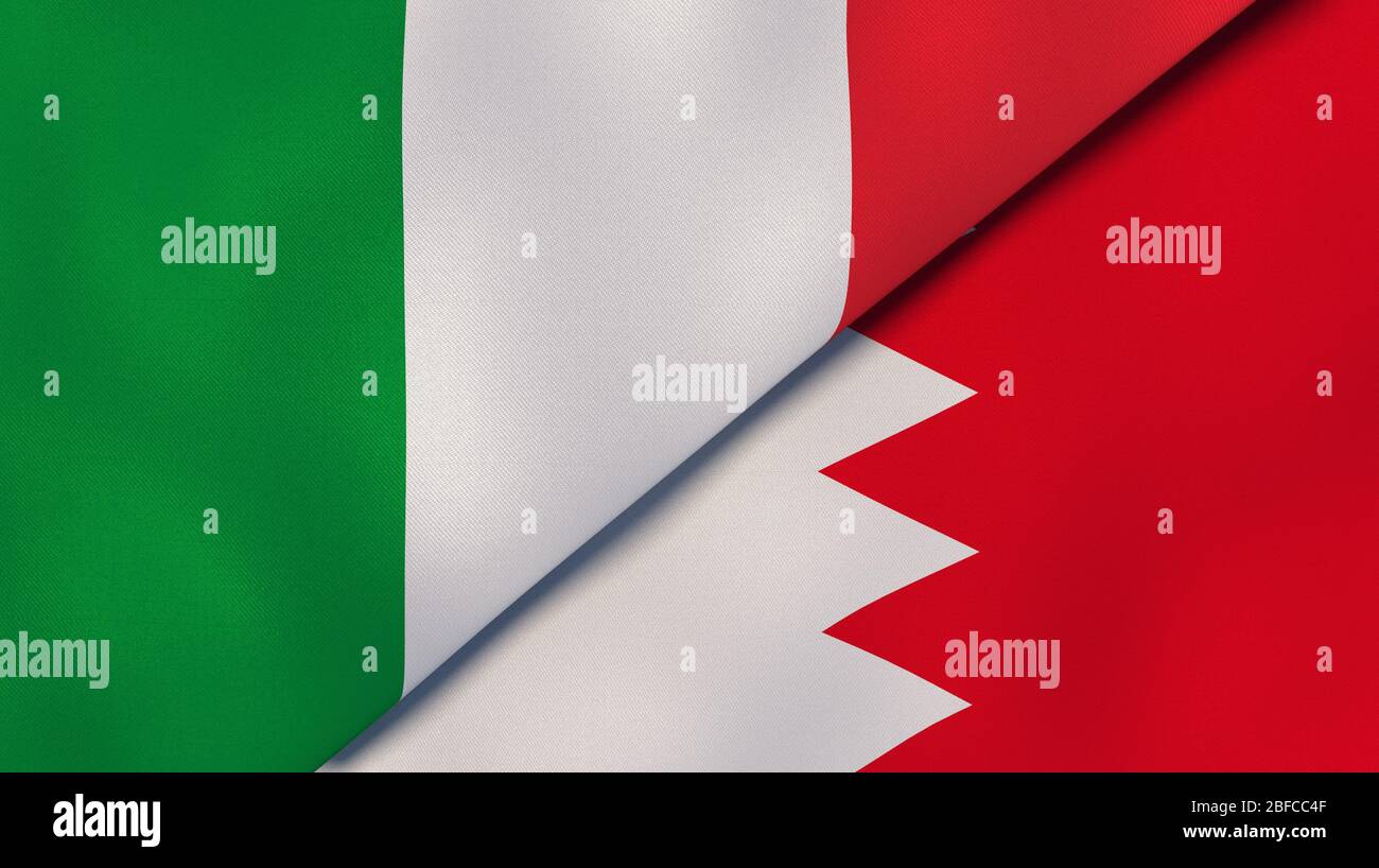 Two states flags of Italy and Bahrain. High quality business background ...