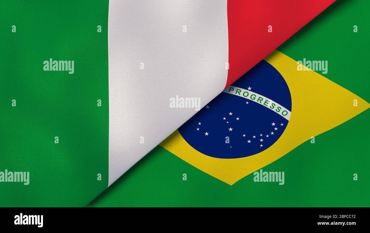 Two states flags of Italy and Brazil. High quality business background ...