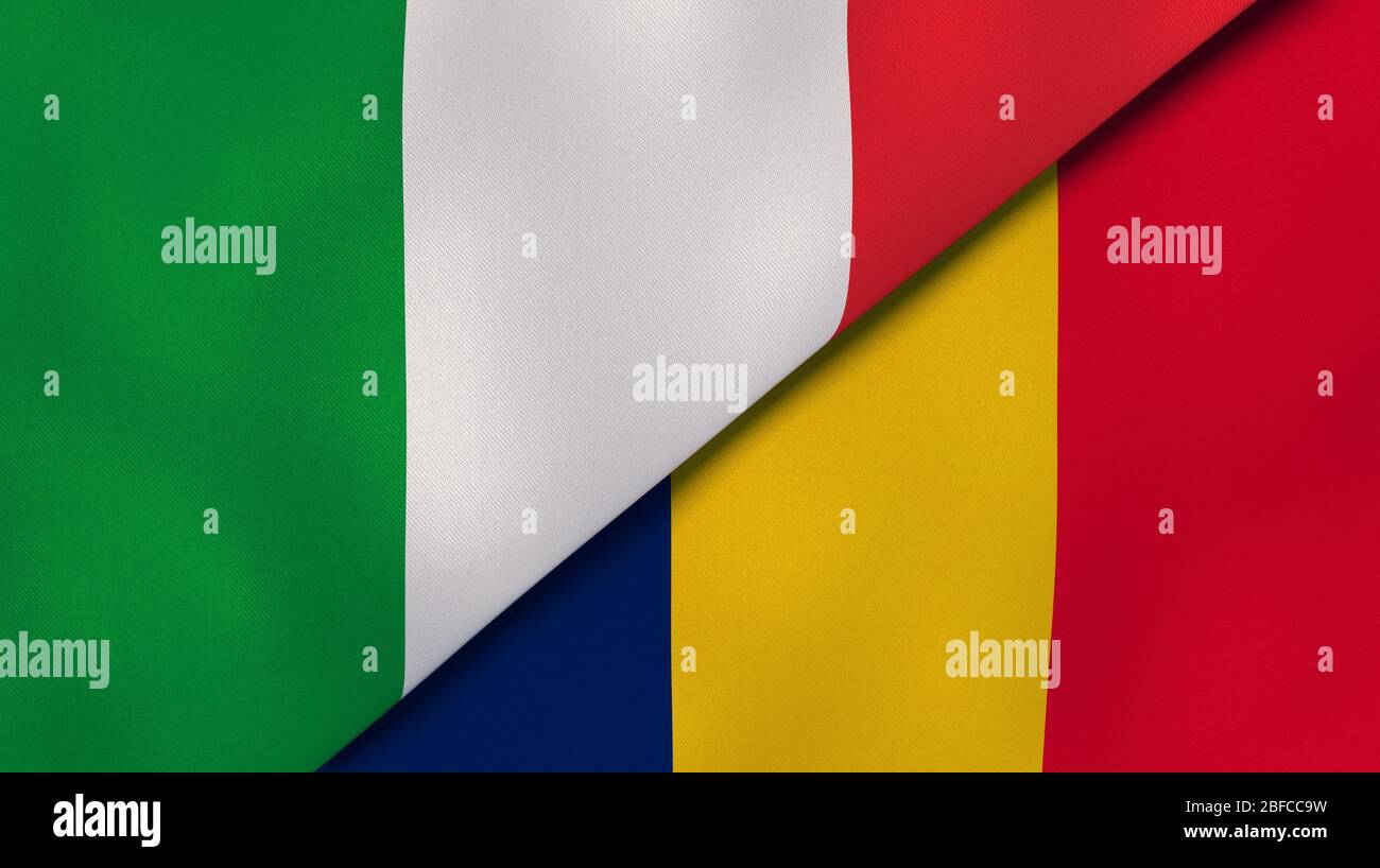 Two states flags of Italy and Chad. High quality business background ...