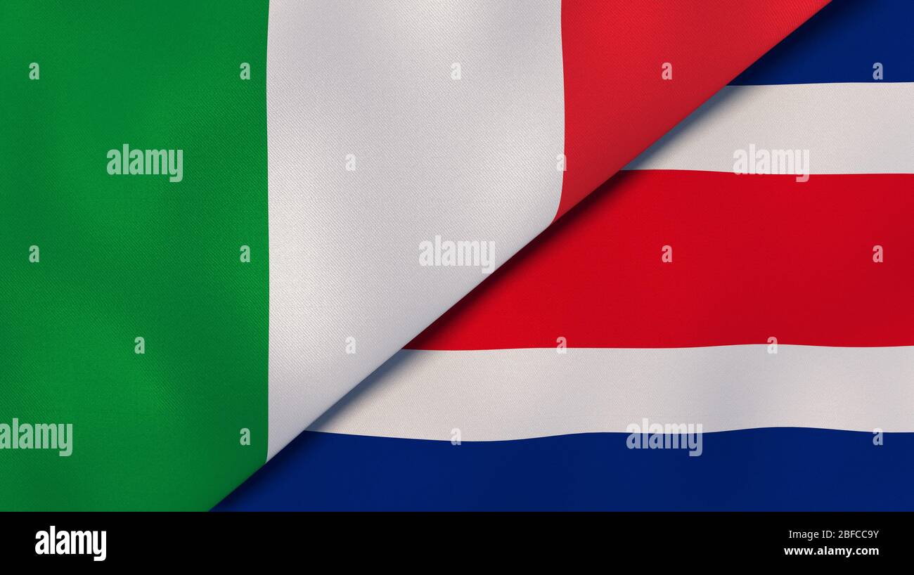 Two states flags of Italy and Costa Rica. High quality business ...