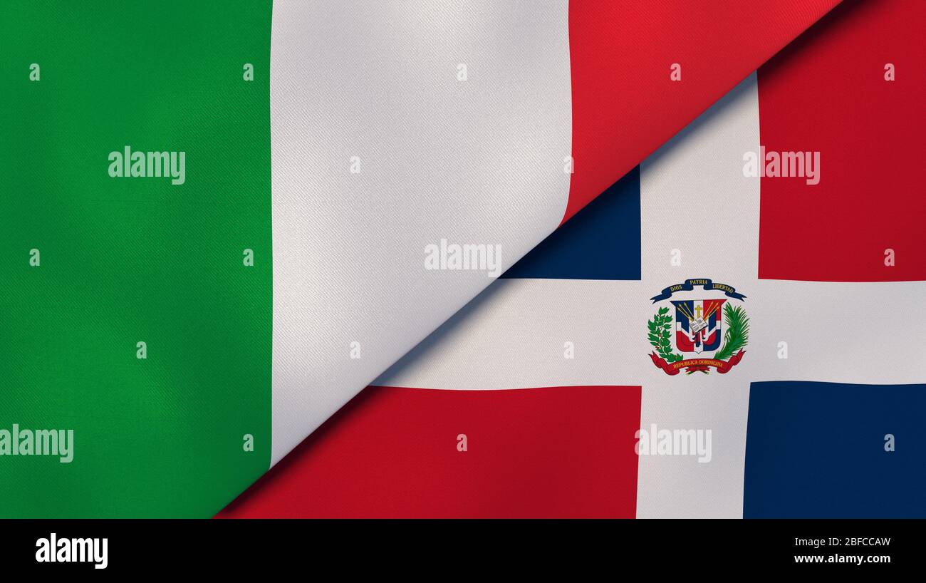 Two states flags of Italy and Dominican Republic. High quality business ...