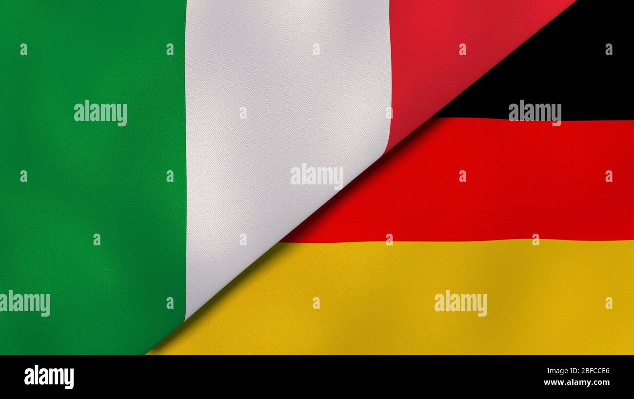 Two states flags of Italy and Germany. High quality business background ...