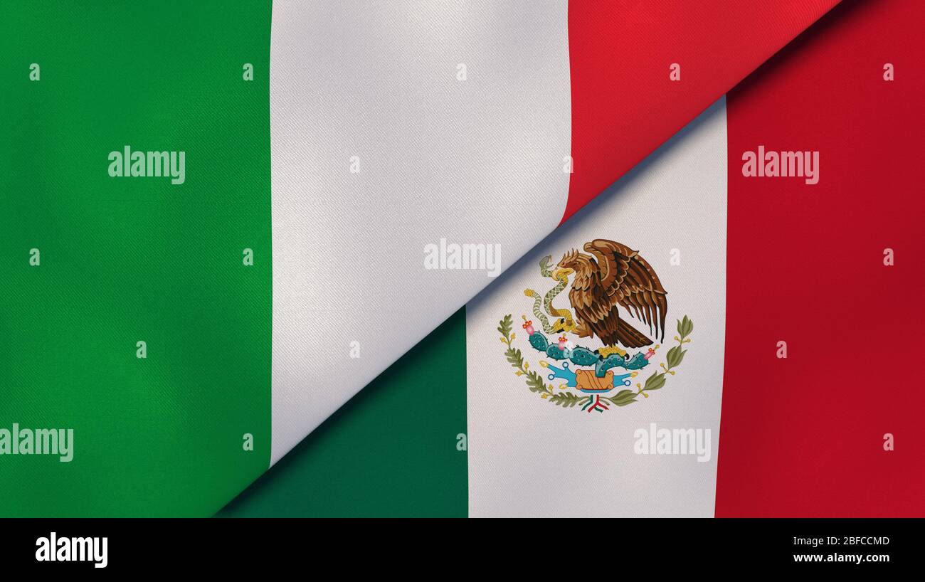 Two states flags of Italy and Mexico. High quality business background ...