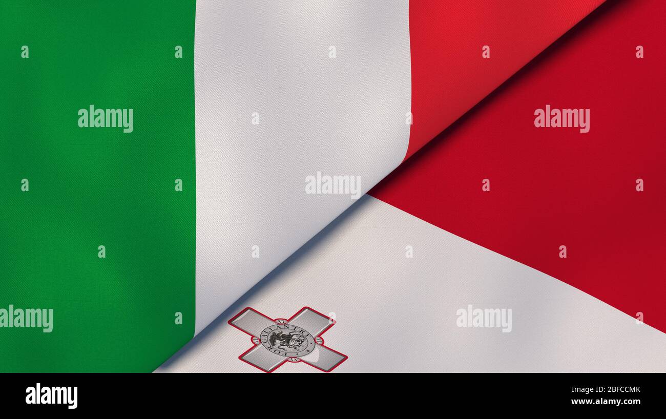Two states flags of Italy and Malta. High quality business background ...