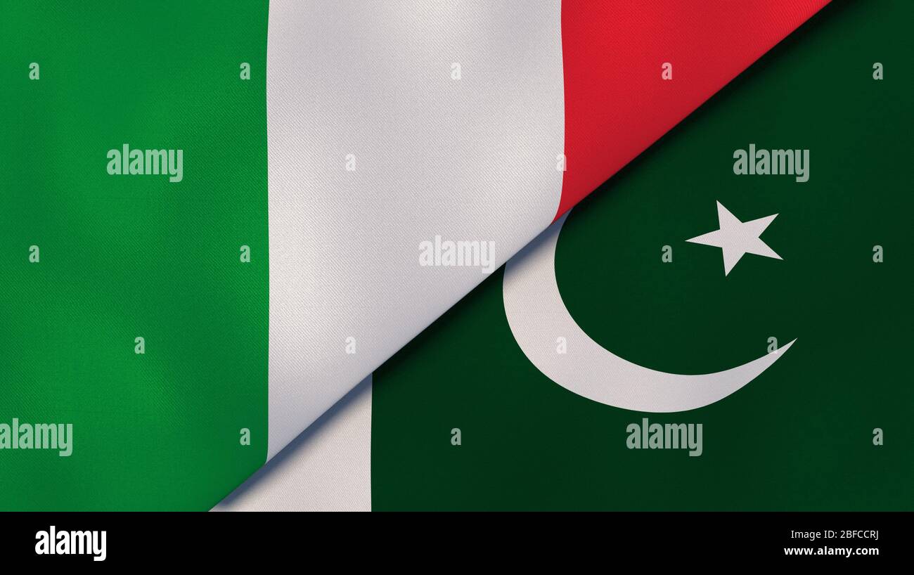 Two states flags of Italy and Pakistan. High quality business ...