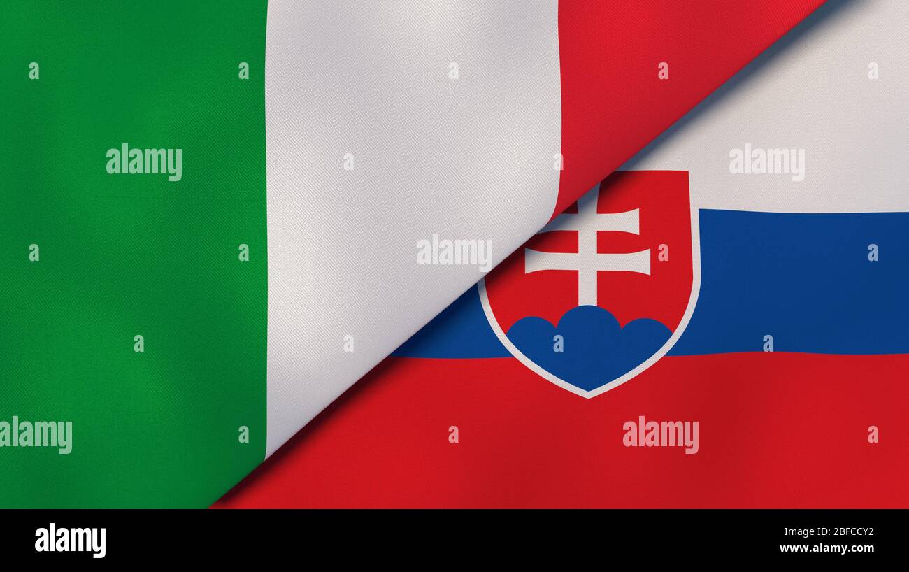 Two states flags of Italy and Slovakia. High quality business ...