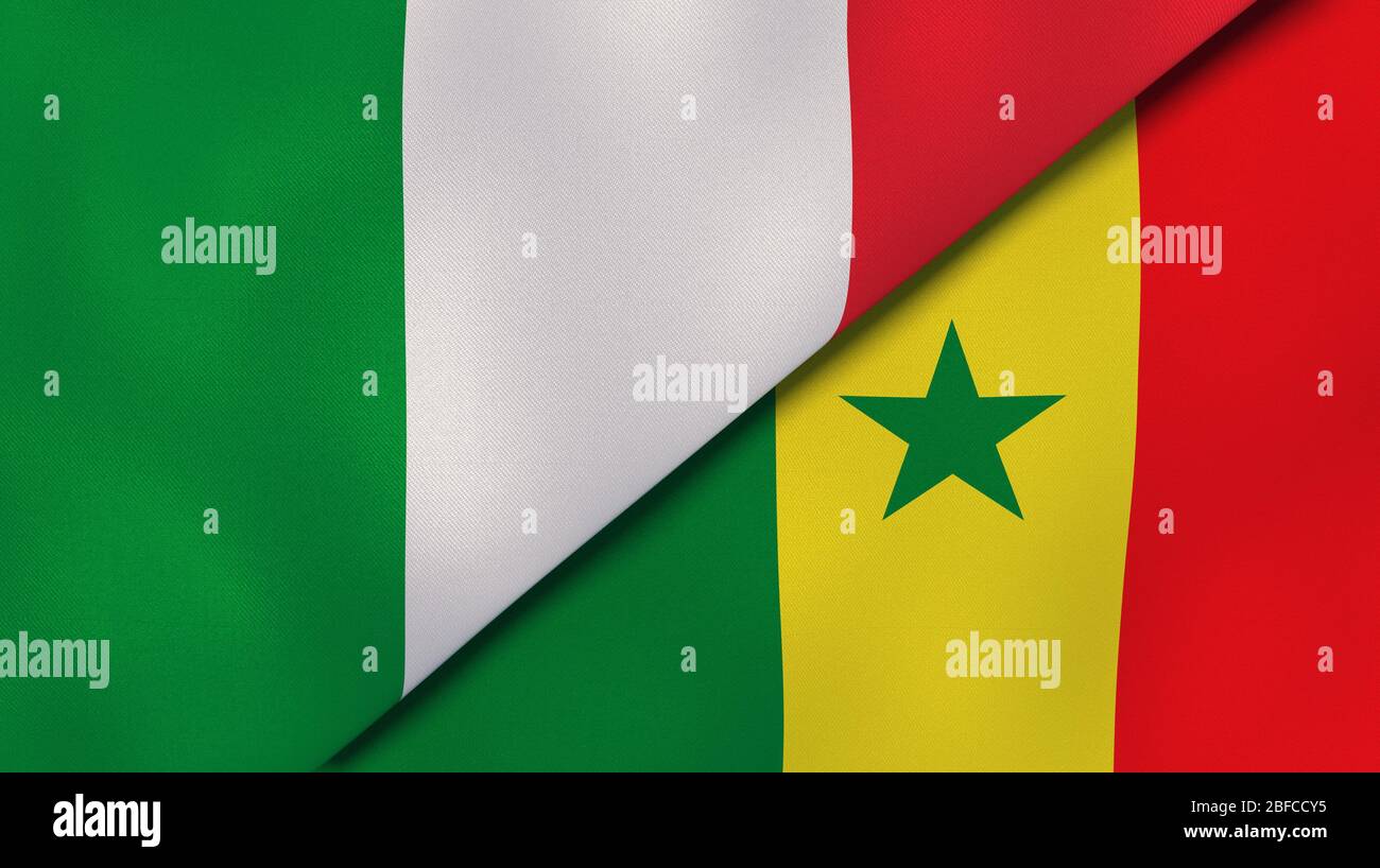 Two states flags of Italy and Senegal. High quality business background ...