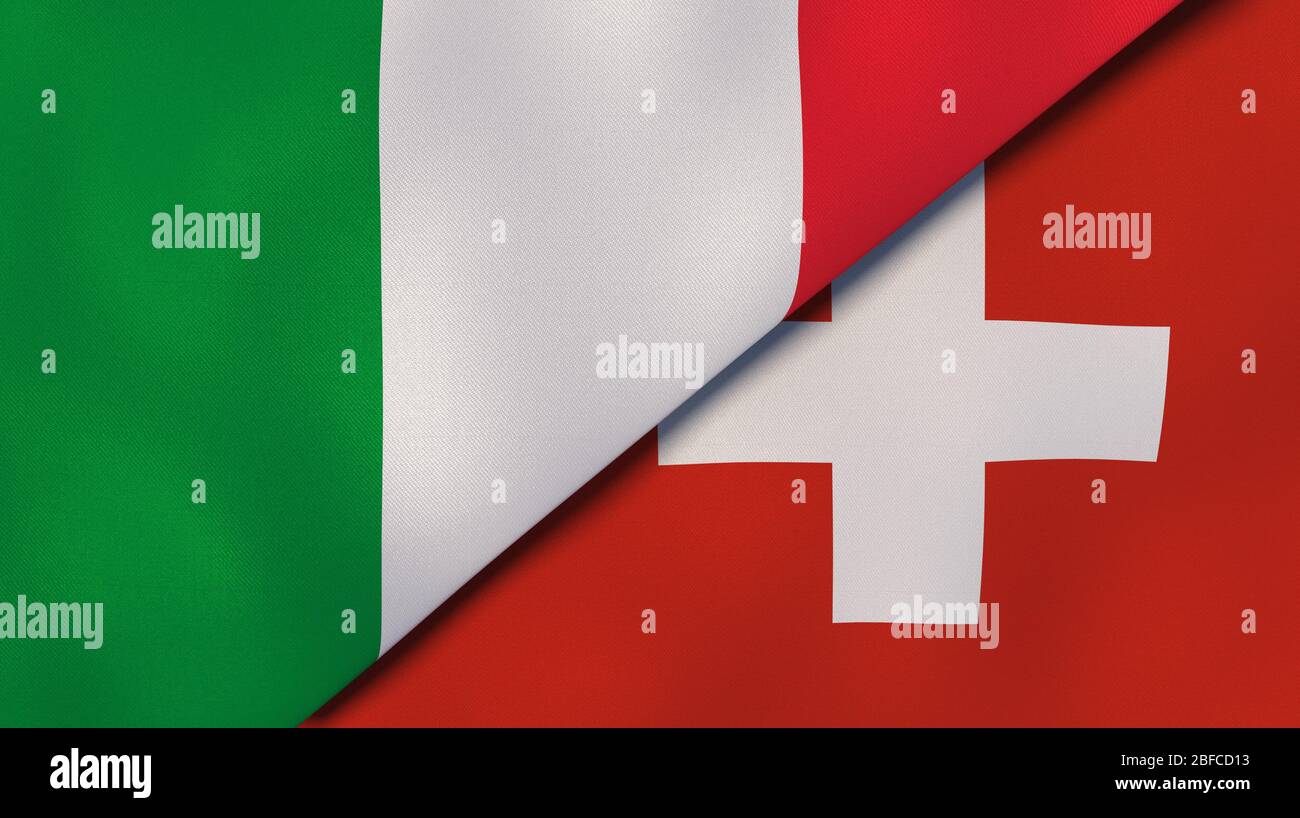 Two states flags of Italy and Switzerland. High quality business ...