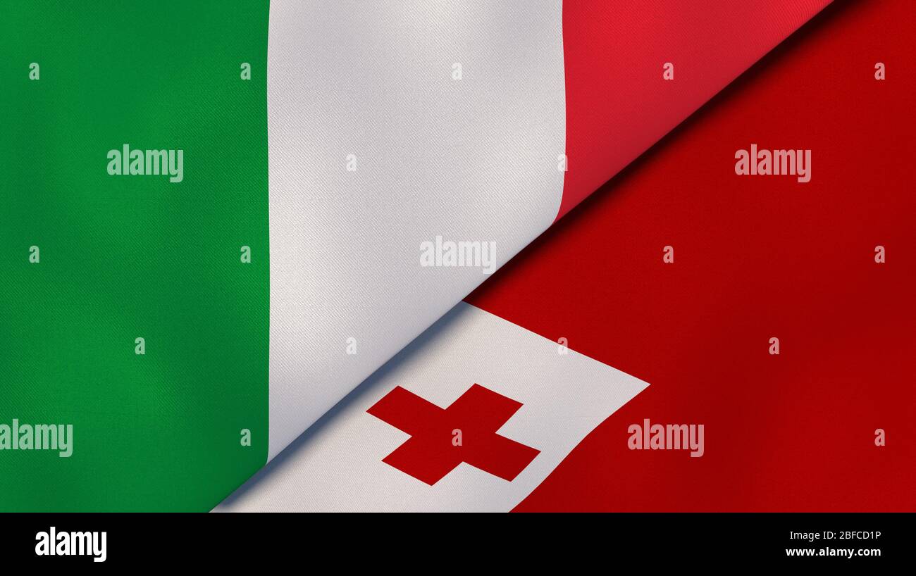 Two states flags of Italy and Tonga. High quality business background ...