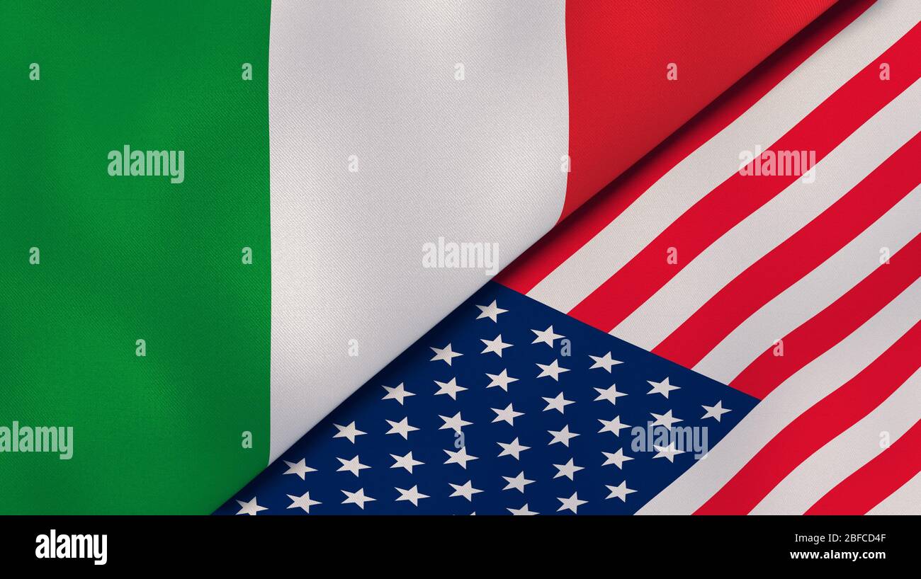 Two states flags of Italy and United States. High quality business ...