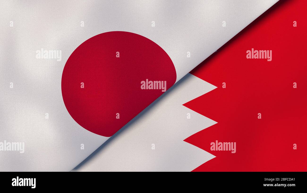 Two states flags of Japan and Bahrain. High quality business background ...
