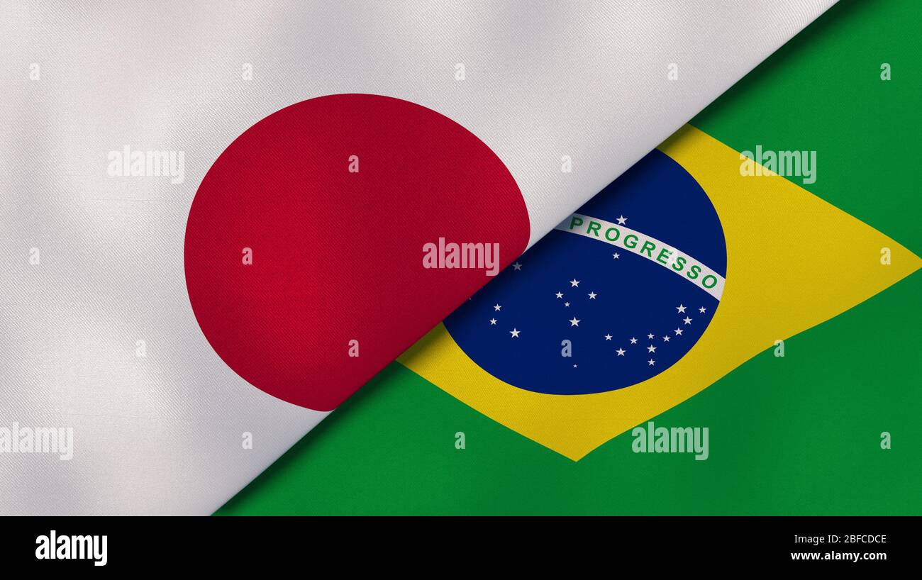 Two states flags of Japan and Brazil. High quality business background ...