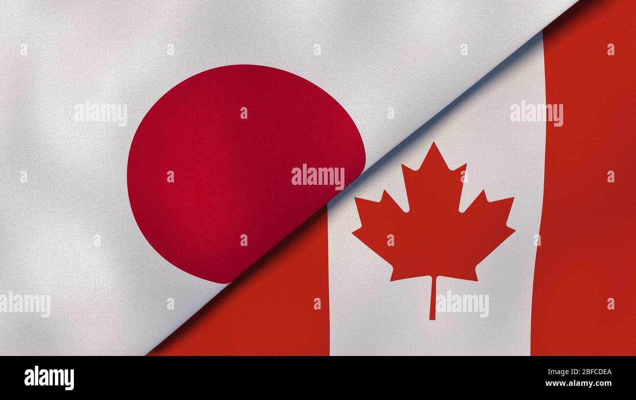 Two states flags of Japan and Canada. High quality business background ...