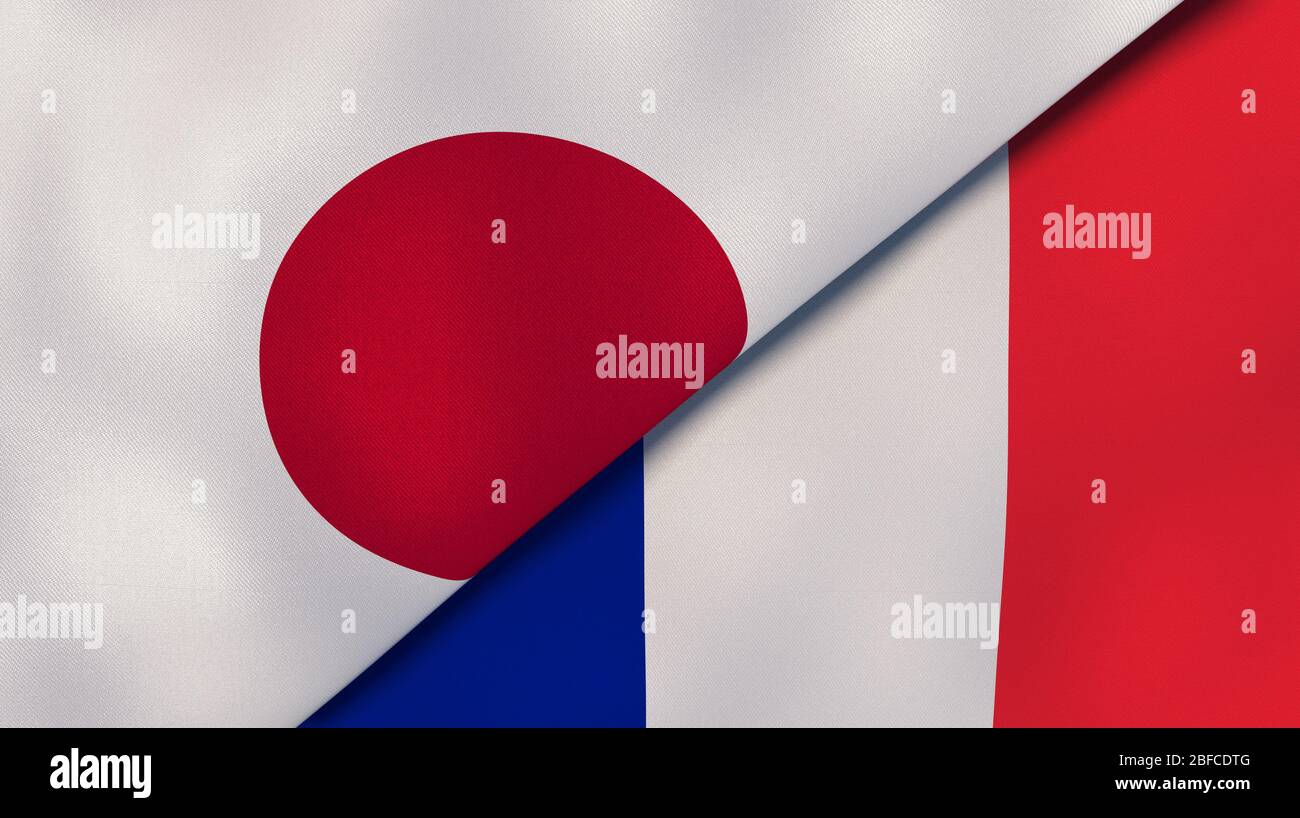 Two states flags of Japan and France. High quality business background ...
