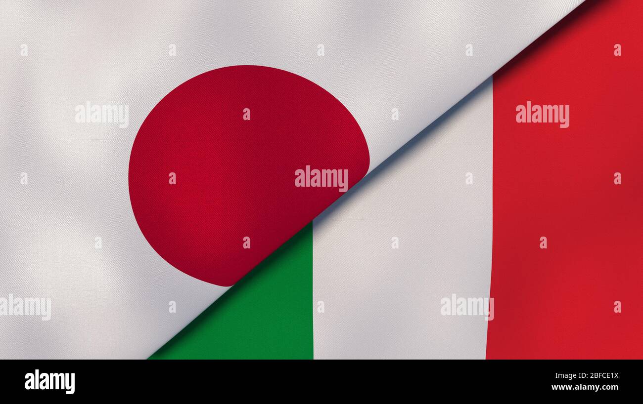 Two states flags of Japan and Italy. High quality business background ...