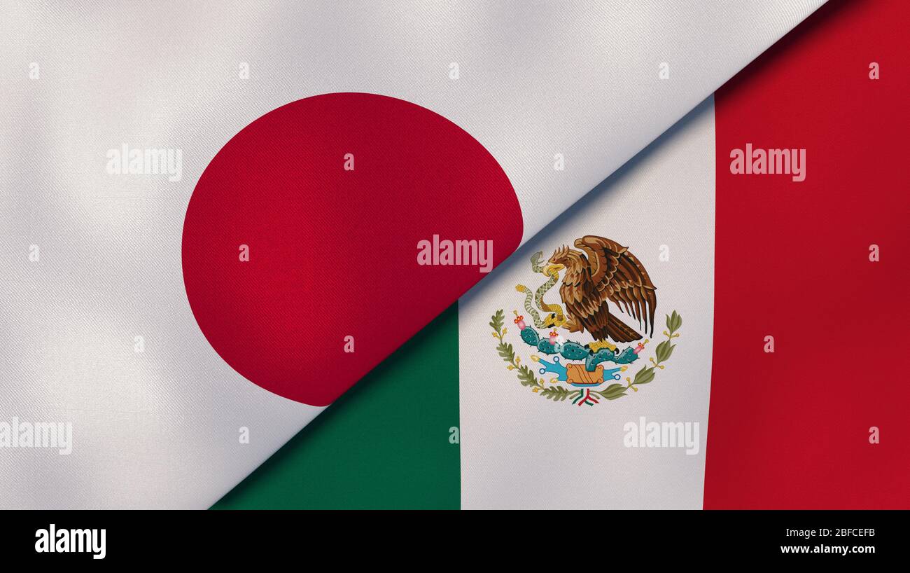 Two states flags of Japan and Mexico. High quality business background ...