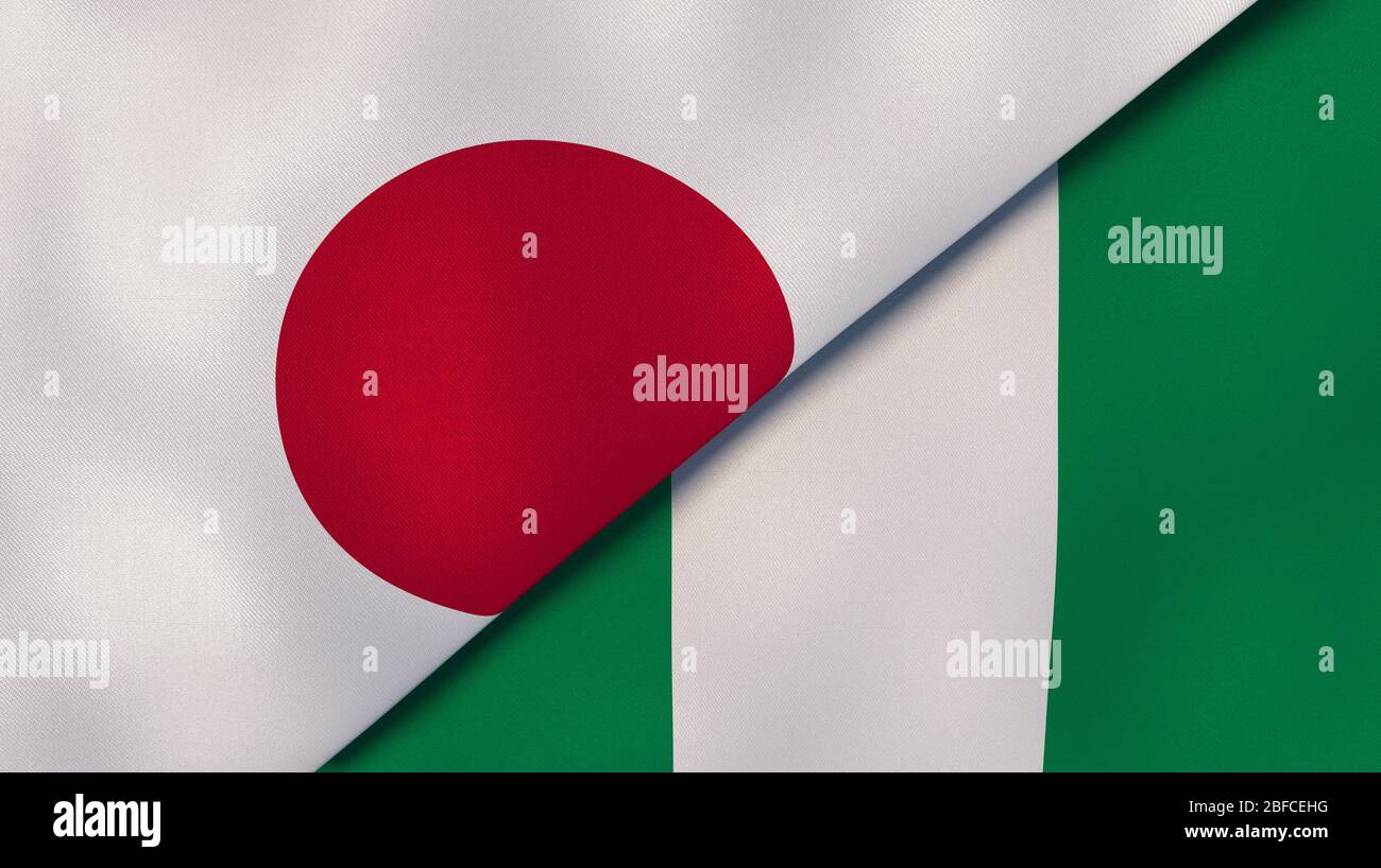 Two states flags of Japan and Nigeria. High quality business background ...