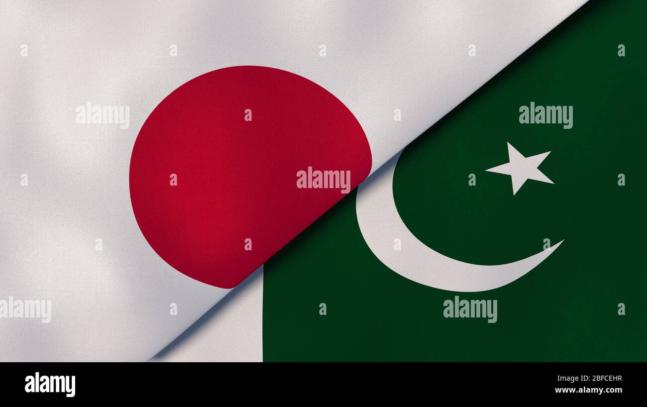 Two states flags of Japan and Pakistan. High quality business ...