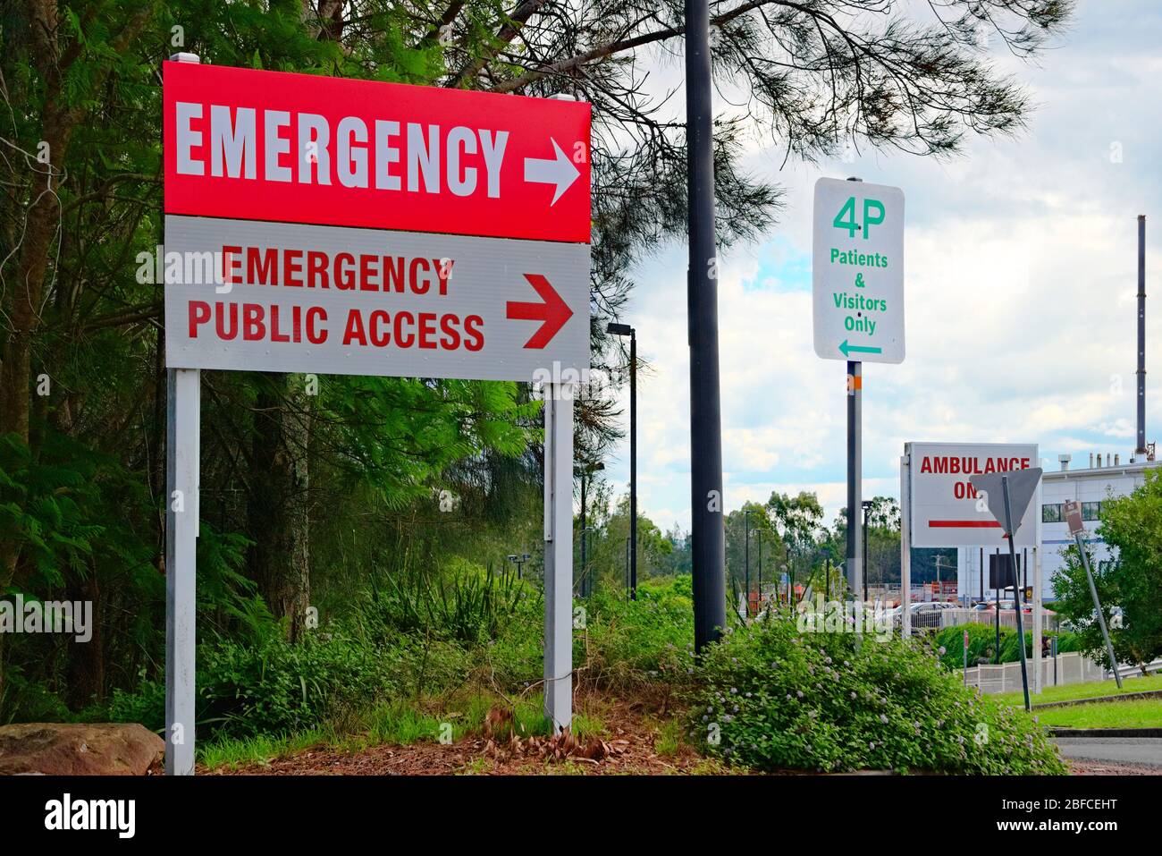 Public access sign directing to Hospital Emergency Department Stock ...