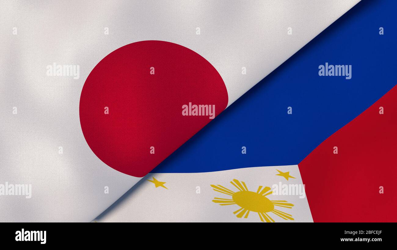 Two states flags of Japan and Philippines. High quality business ...
