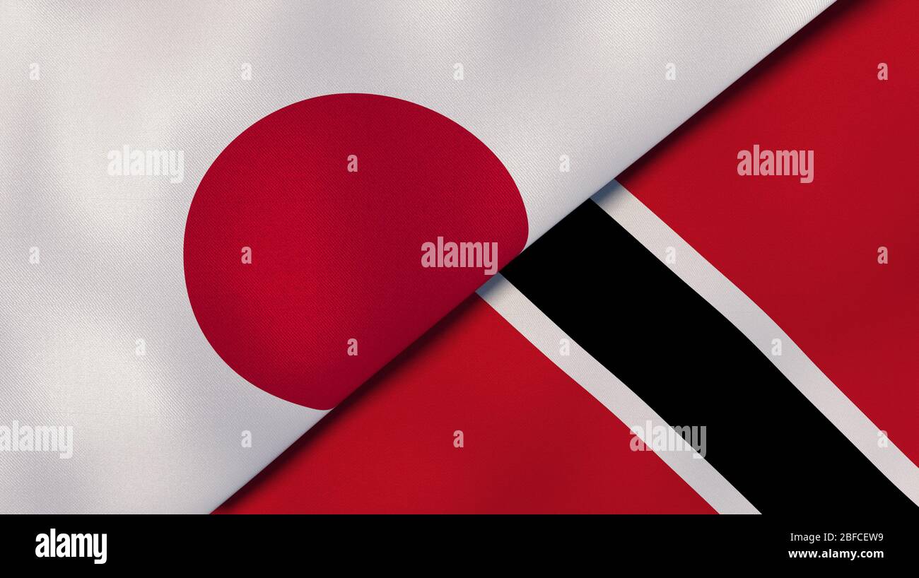 Two states flags of Japan and Trinidad and Tobago. High quality ...