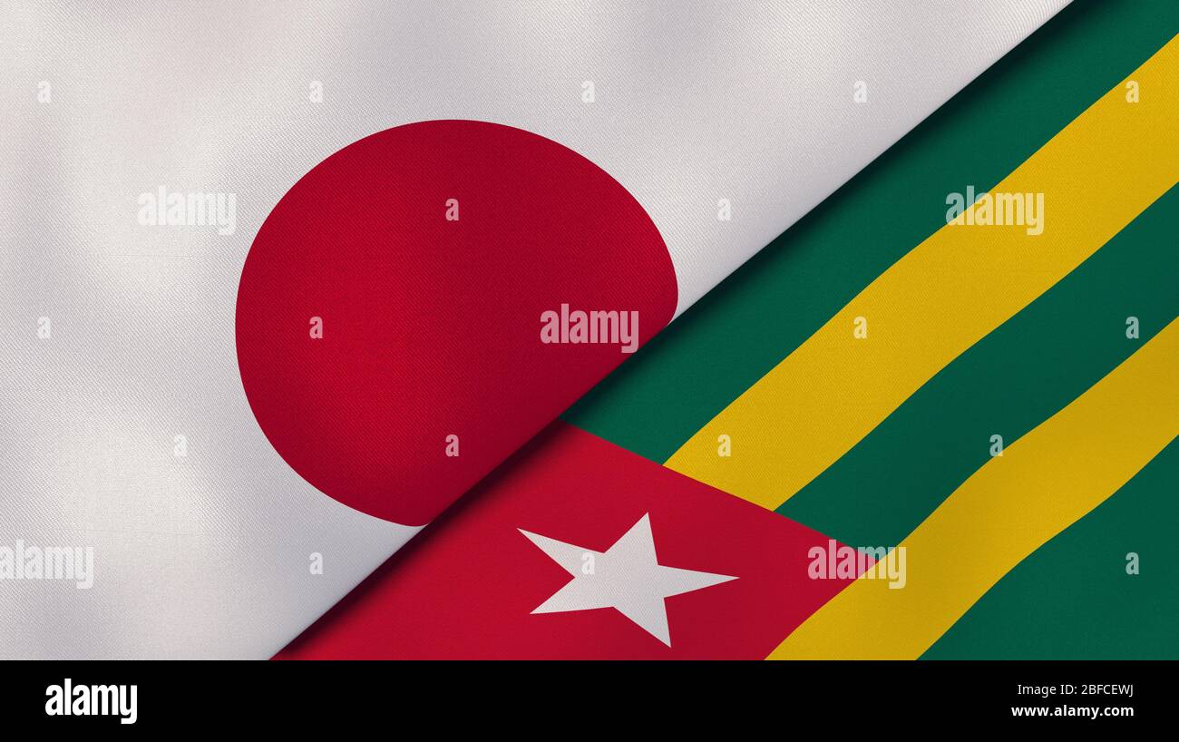 Two states flags of Japan and Togo. High quality business background ...