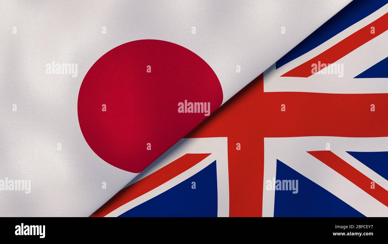 Two states flags of Japan and United Kingdom. High quality business ...