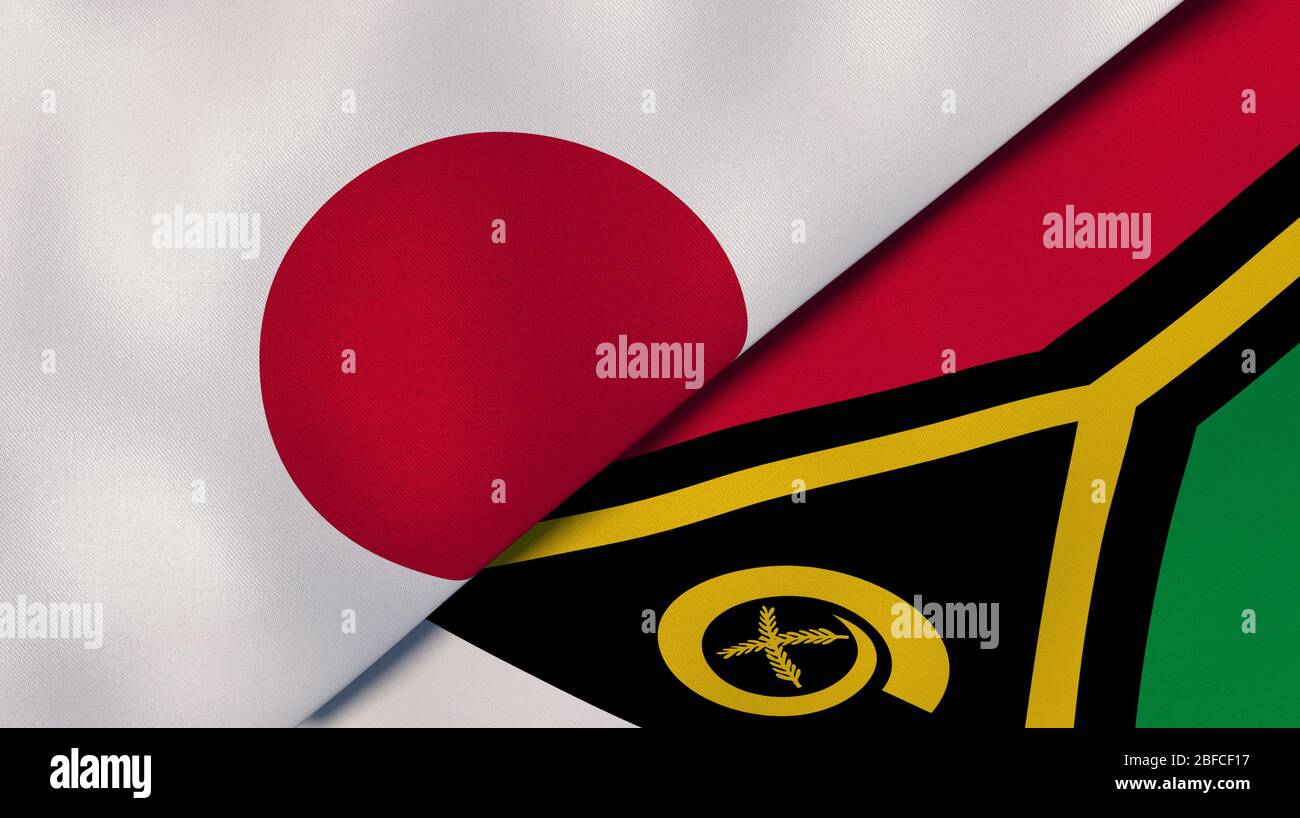 Two states flags of Japan and Vanuatu. High quality business background ...