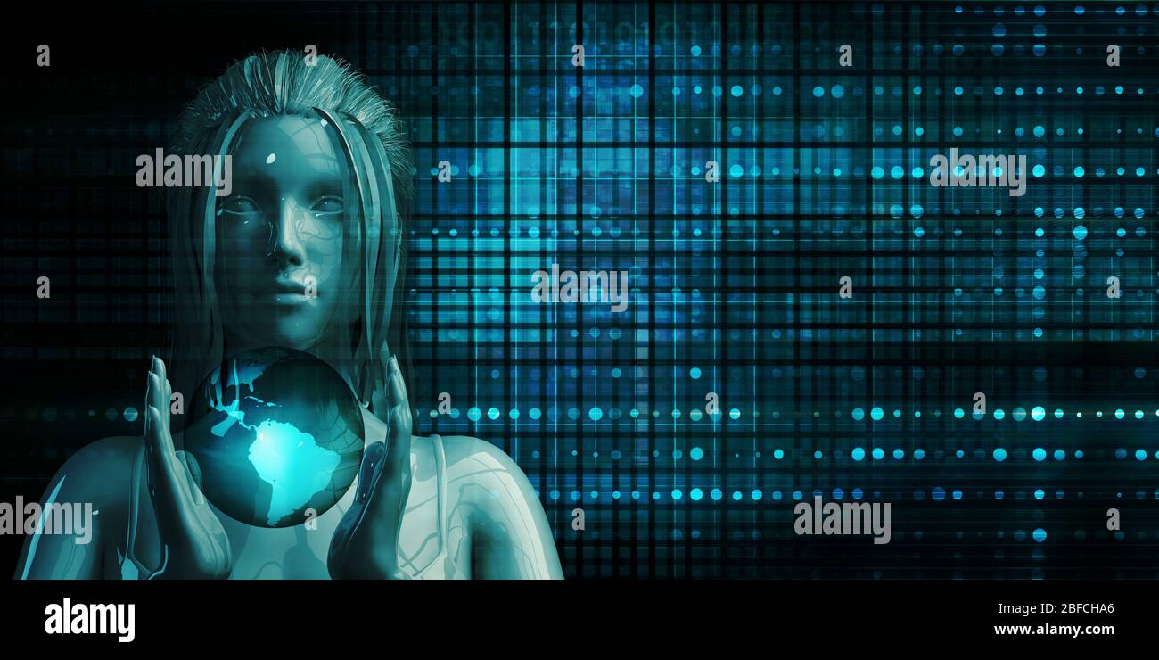 Youth Holding Globe Future Technology Theme Concept Stock Photo - Alamy