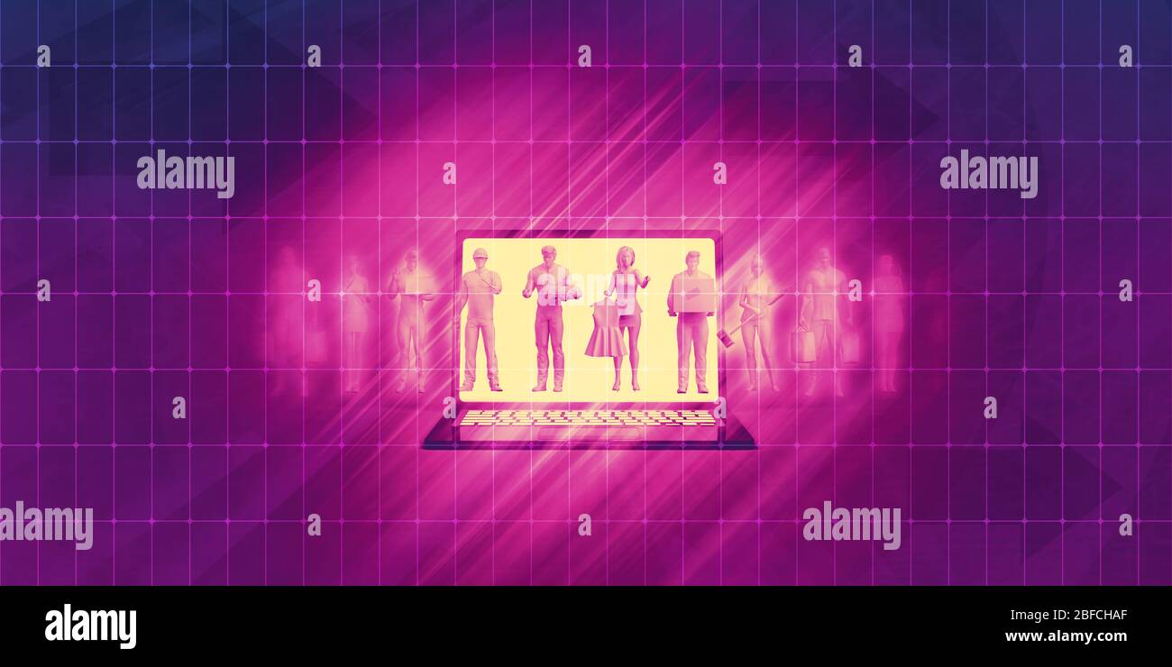 Gig Economy Overview Industry with Available Manpower on Computer Stock ...