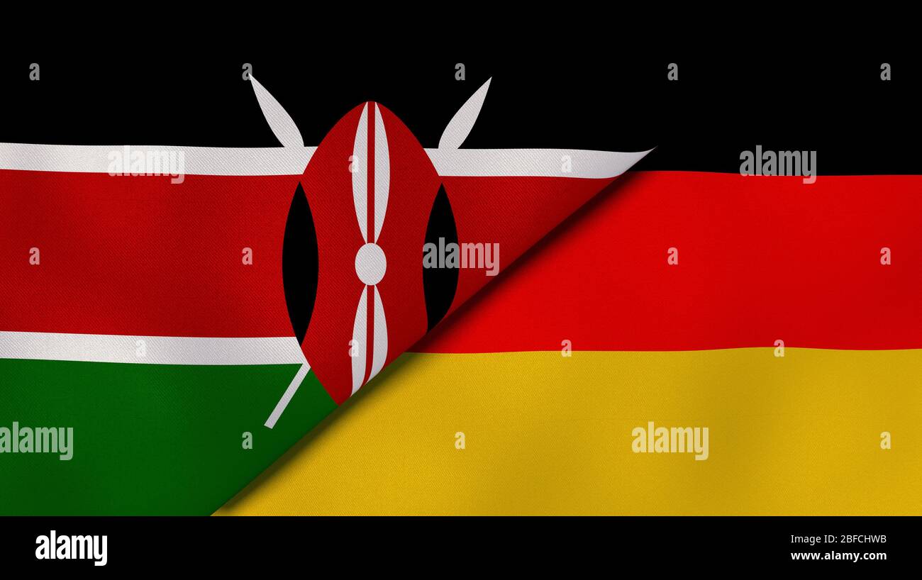 Two states flags of Kenya and Germany. High quality business background ...