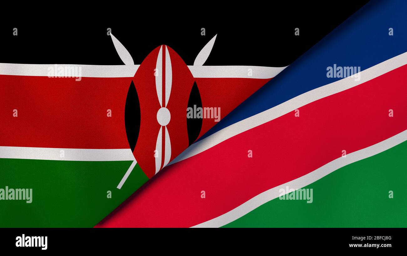 Two states flags of Kenya and Namibia. High quality business background ...