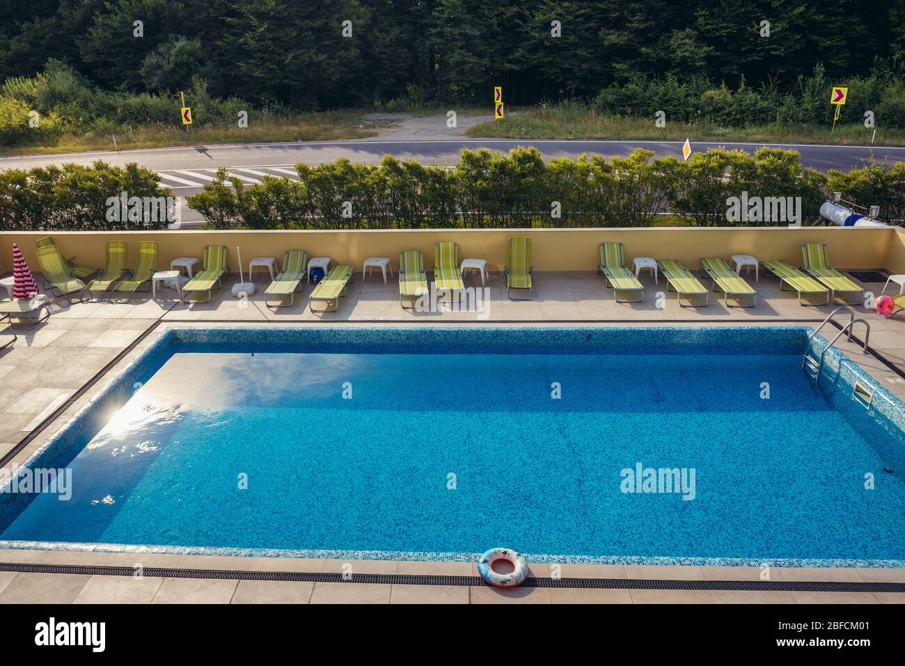 Swimming Pool of Popasul Romanilor hotel in Zalau city in Romania Stock ...