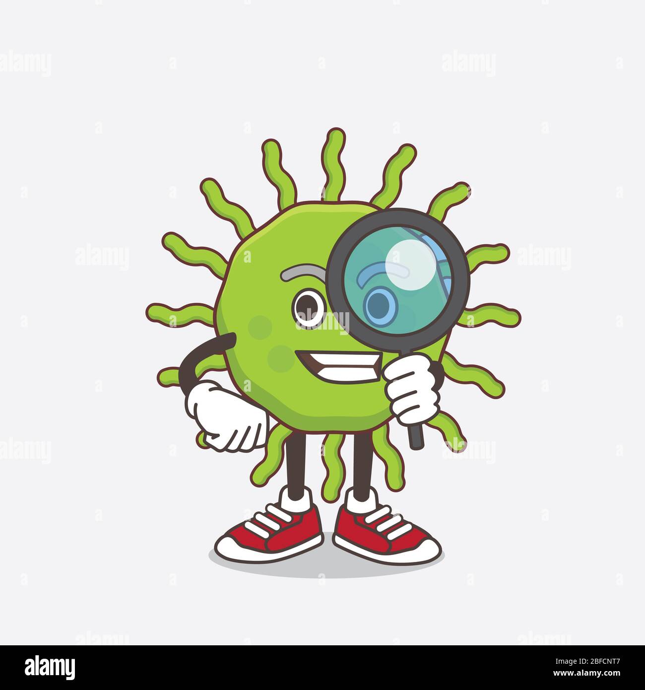 An illustration of Green Virus cartoon mascot character as Detective ...