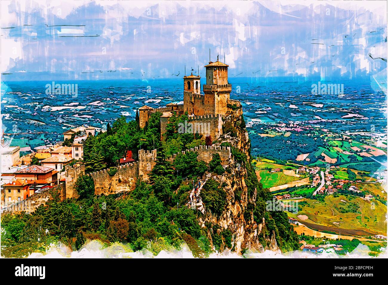 Prima Torre Guaita first fortress tower with brick walls on Mount ...