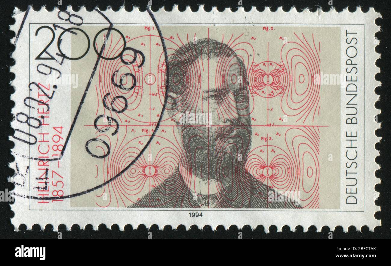 GERMANY- CIRCA 1994: stamp printed by Germany, shows Heinrich Hertz ...