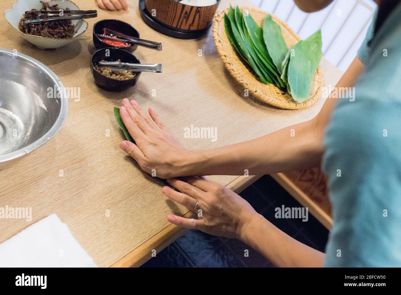 Preparation of homemade typical countryside dish with local products ...