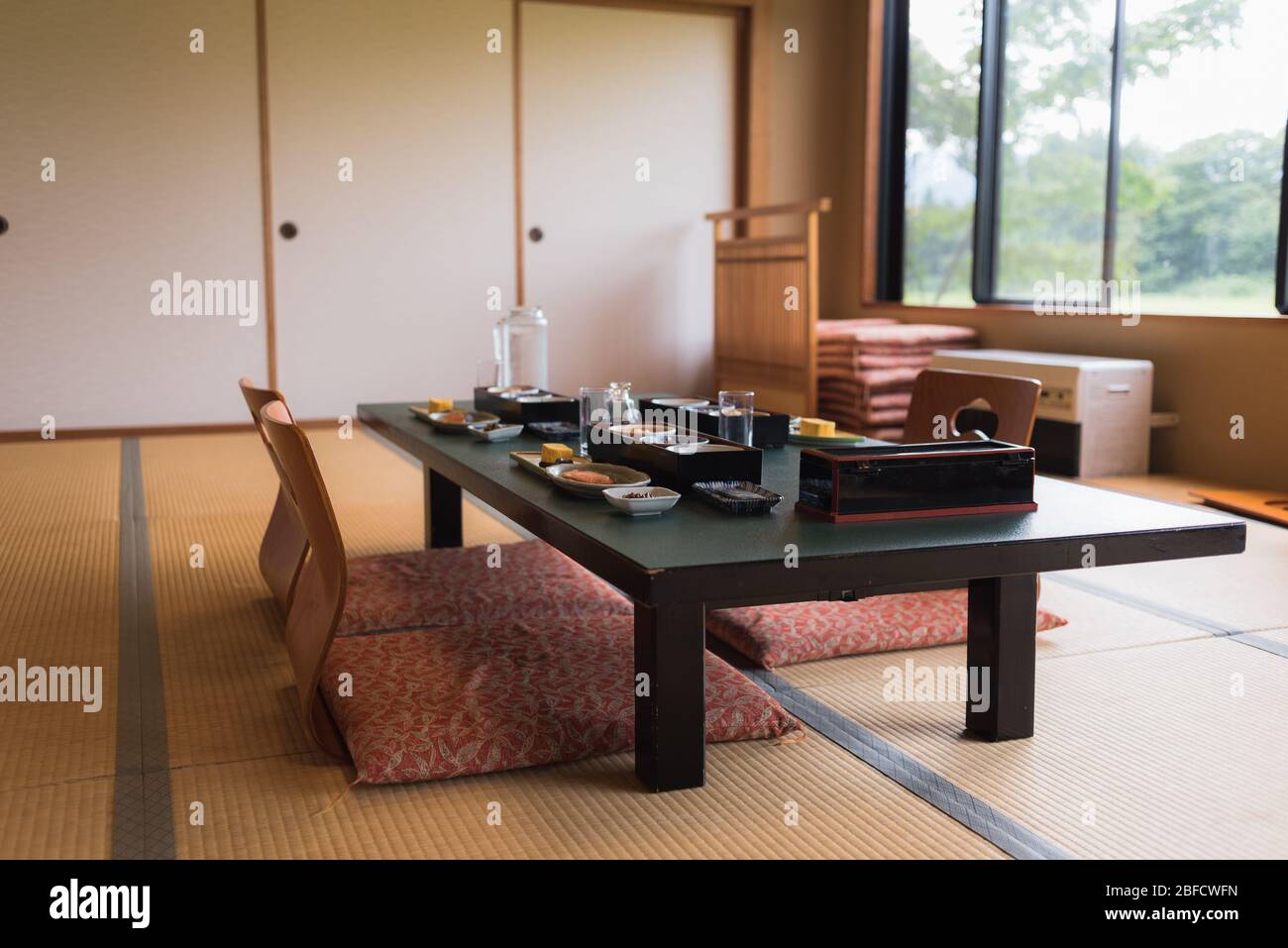 Typical Japanese breakfast served in a Ryokan lodge in Iiyama, Nagano ...