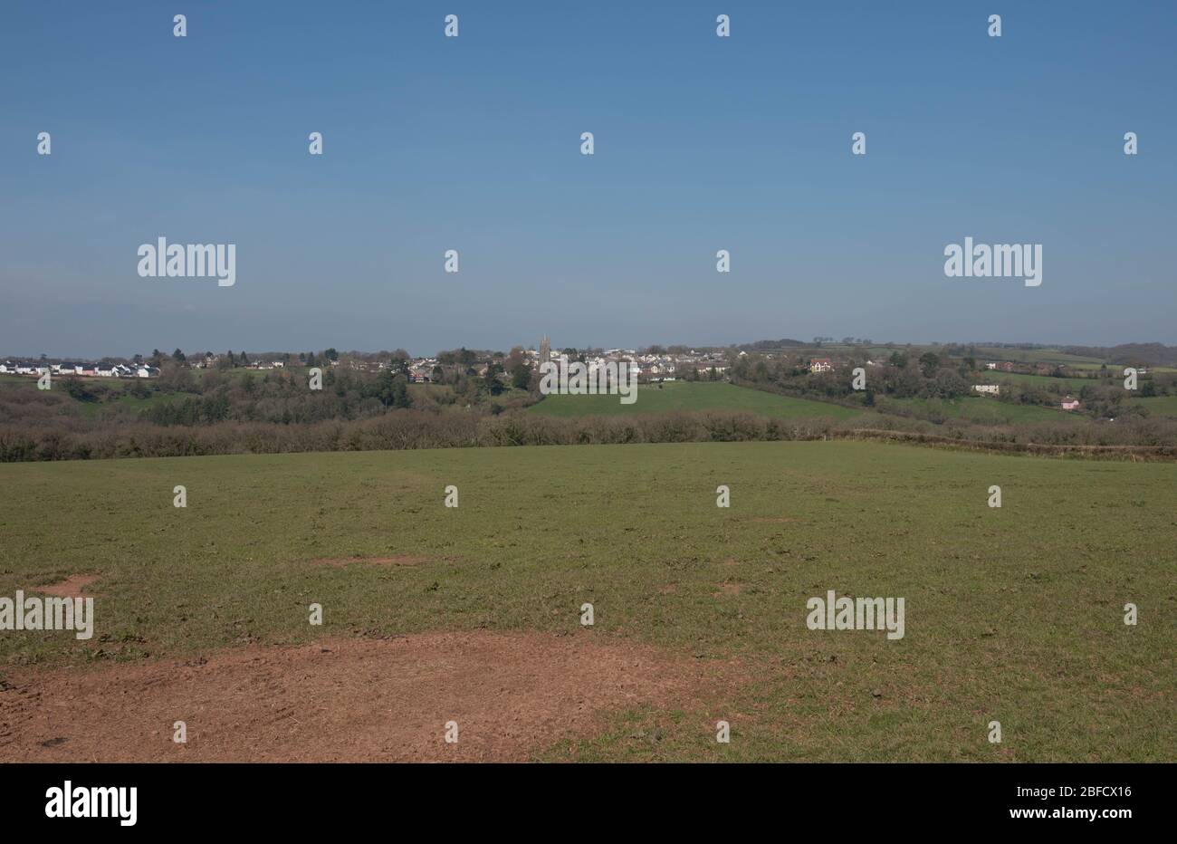 English Countryside and Farmland with a Bright Blue Sky and the Market ...