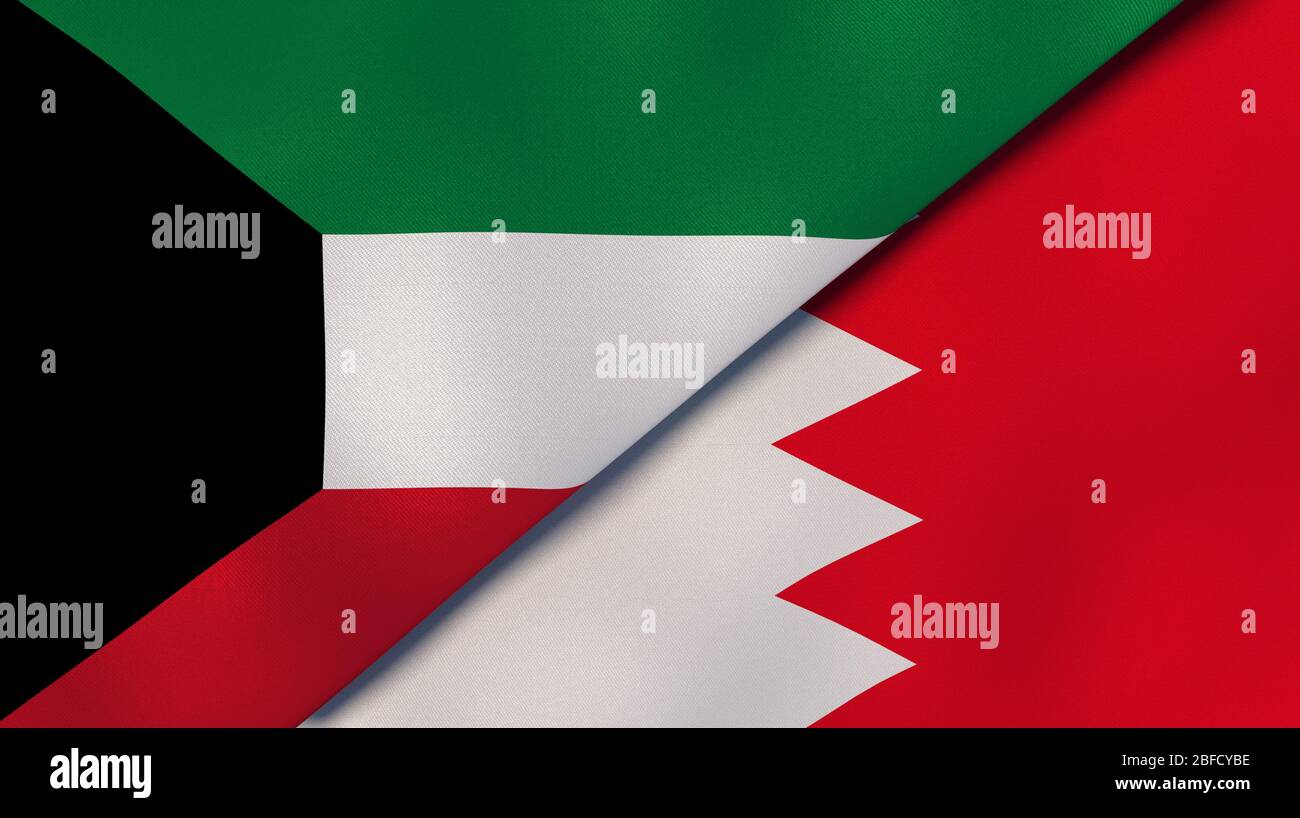 Two states flags of Kuwait and Bahrain. High quality business ...