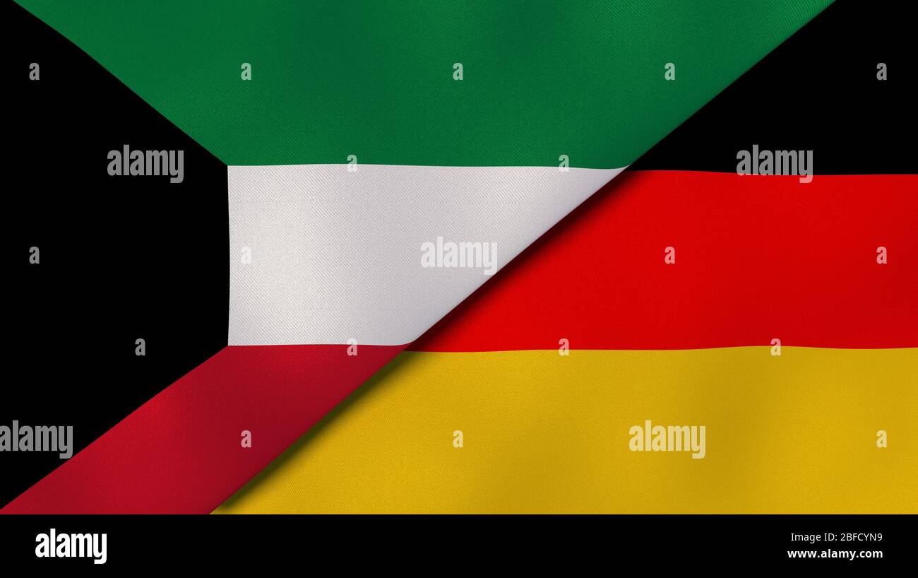 Two states flags of Kuwait and Germany. High quality business ...