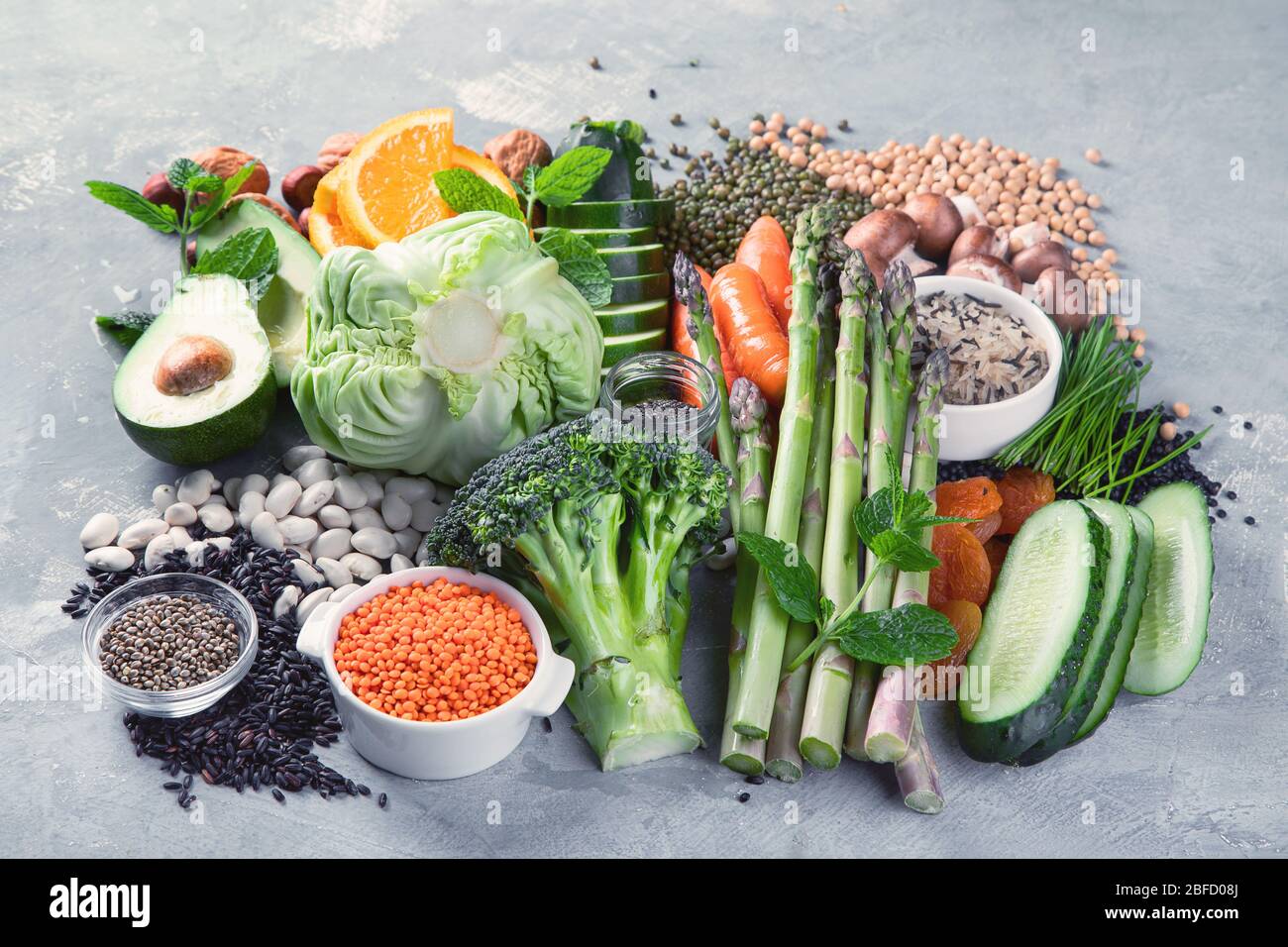 Plant based diet ingredients. Healthy food high in vitamins ...