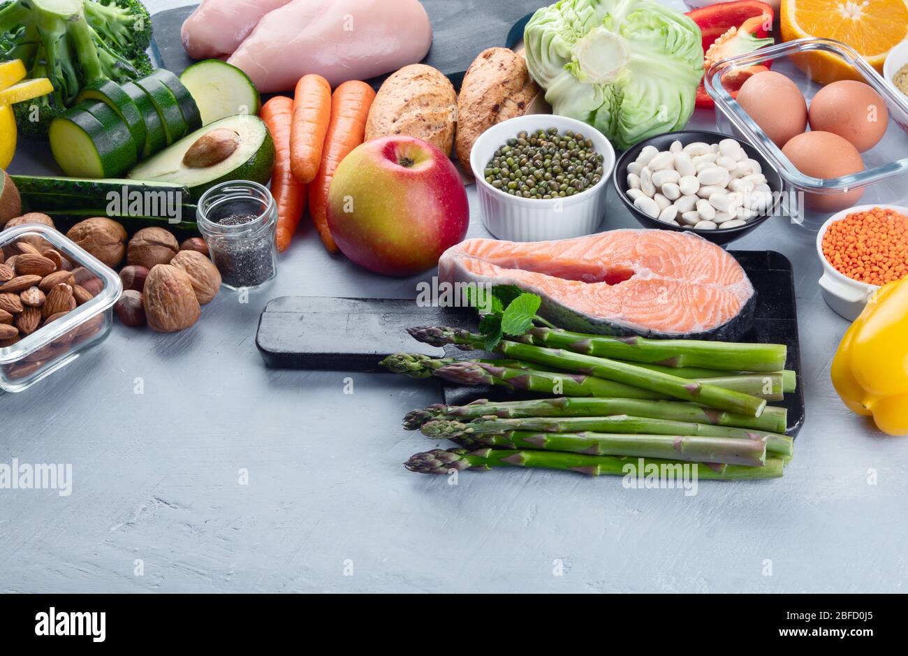 Balanced diet food background.. Nutrition, clean eating food concept ...